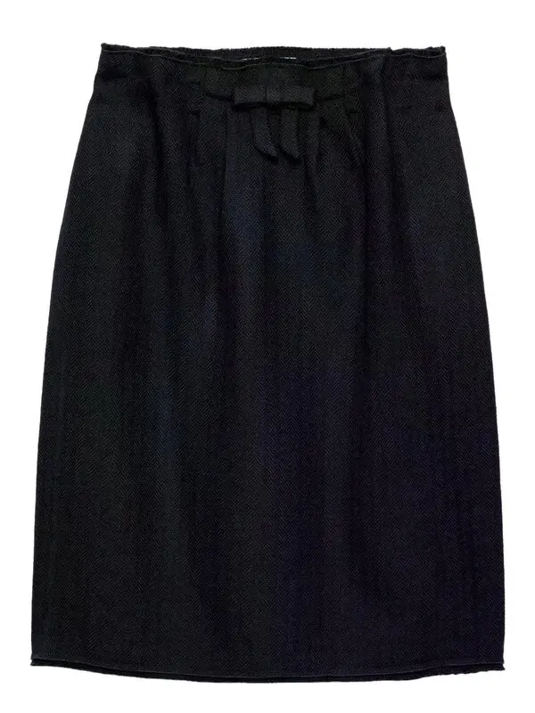 Prada Bow-detailed Frayed-edge Midi Skirt - Blue