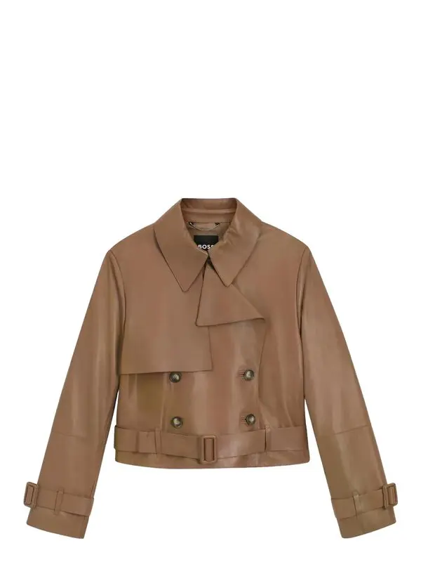 BOSS Belted Double-breasted Jacket - Brown