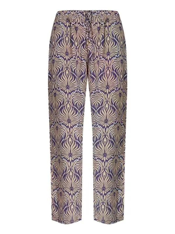 Hanro Floral-pattern Drawstring Trousers - Purple