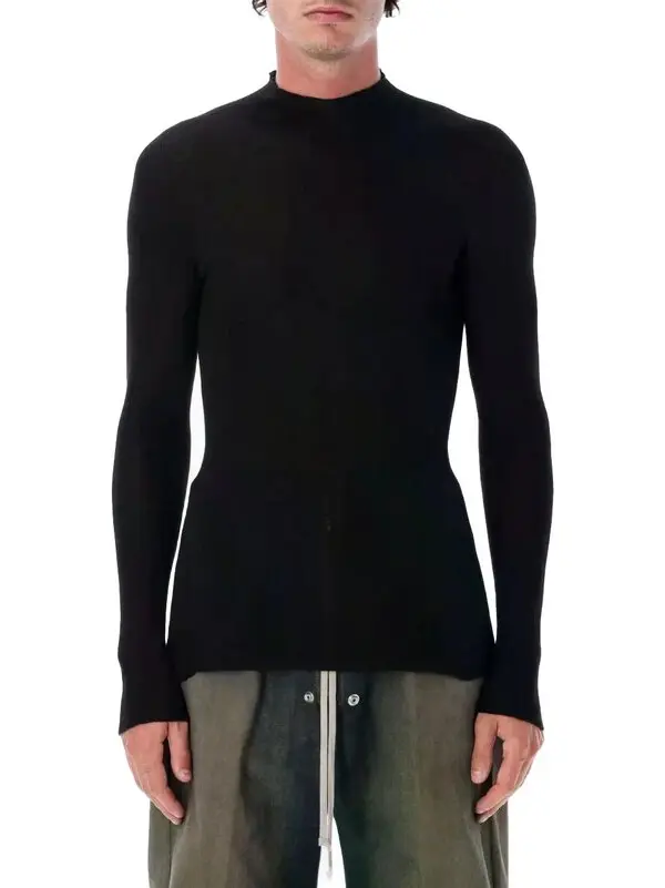 Rick Owens Ribbed Mock-neck Sweater - Black