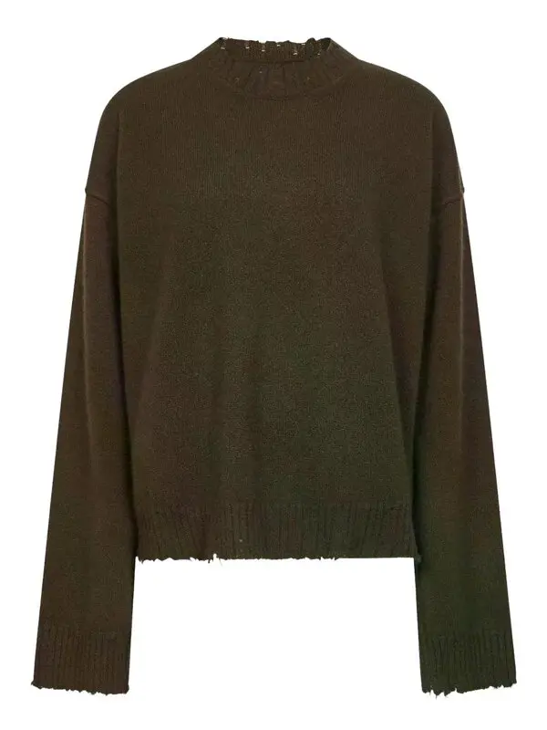 UMA WANG Long Sleeve Distressed Sweater - Green