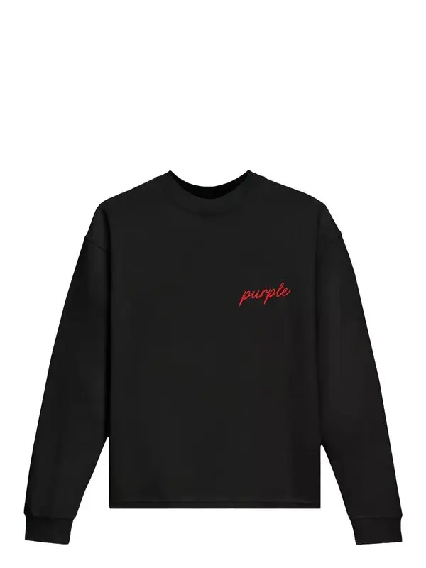 PURPLE BRAND Logo-embroidered Long-sleeve T-shirt - Black