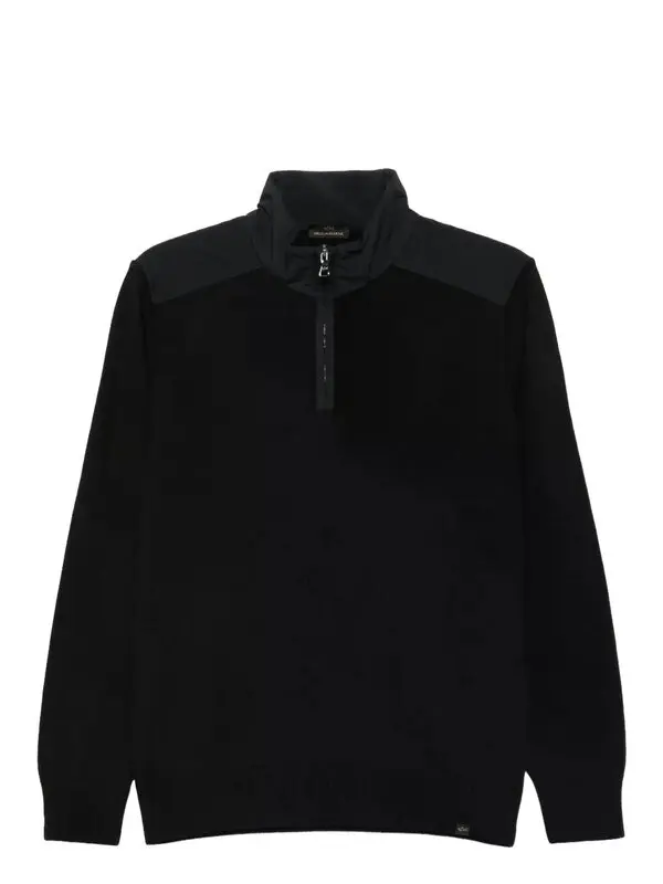 Paul & Shark High-neck Wool Half-zip Sweater - Black