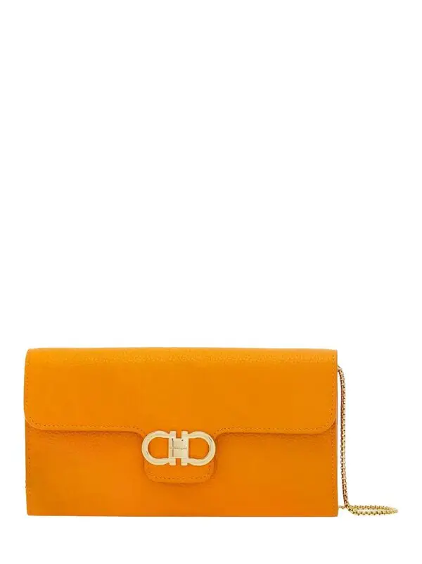 FERRAGAMO Gancini Chain-strap Clutch - Orange