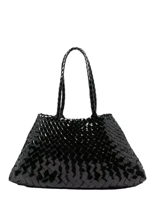 Dragon Diffusion Patent-leather Woven Tote Bag - Black