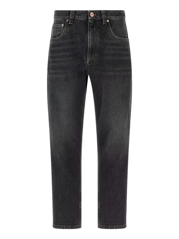 Brunello Cucinelli Monile Detail Stonewashed Jeans - Black