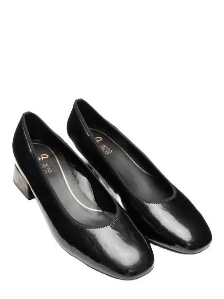 ARA Gypsum Block Heel Pump - Black W/nature