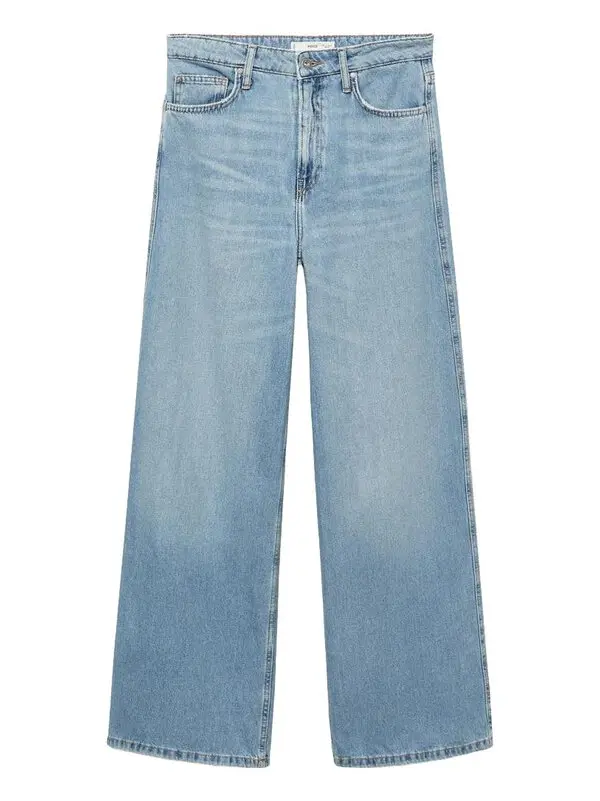 Mango High-waist Wide-leg Jeans - Medium Blue