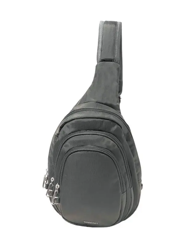 BAGGALLINI Securtex Anti-theft Multi Zip Sling - Charcoal