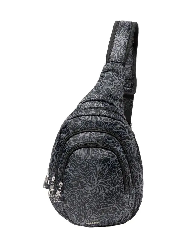 BAGGALLINI Securtex Anti-theft Multi Zip Sling - Midnight Blossom Print