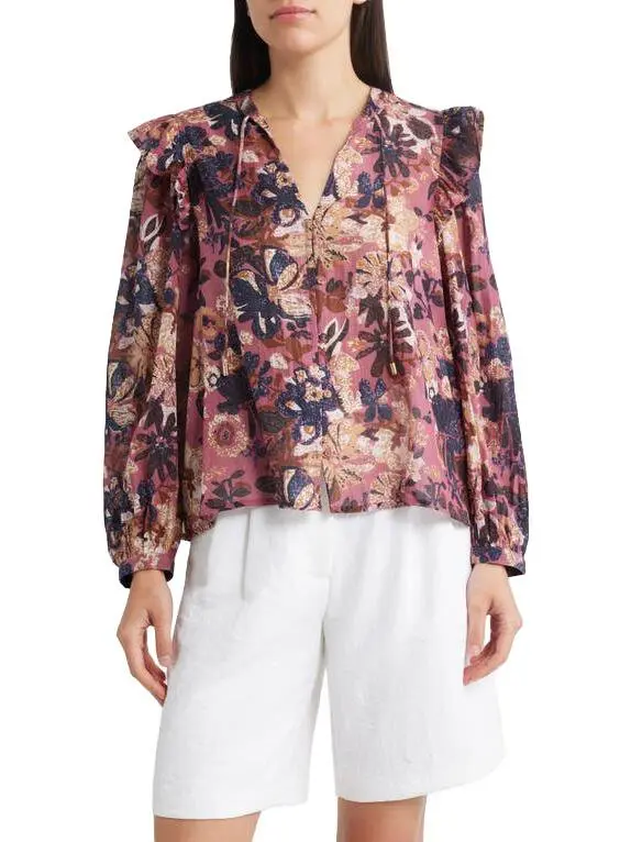 CLEOBELLA Printed Tie Neck Top - Bergamo Print