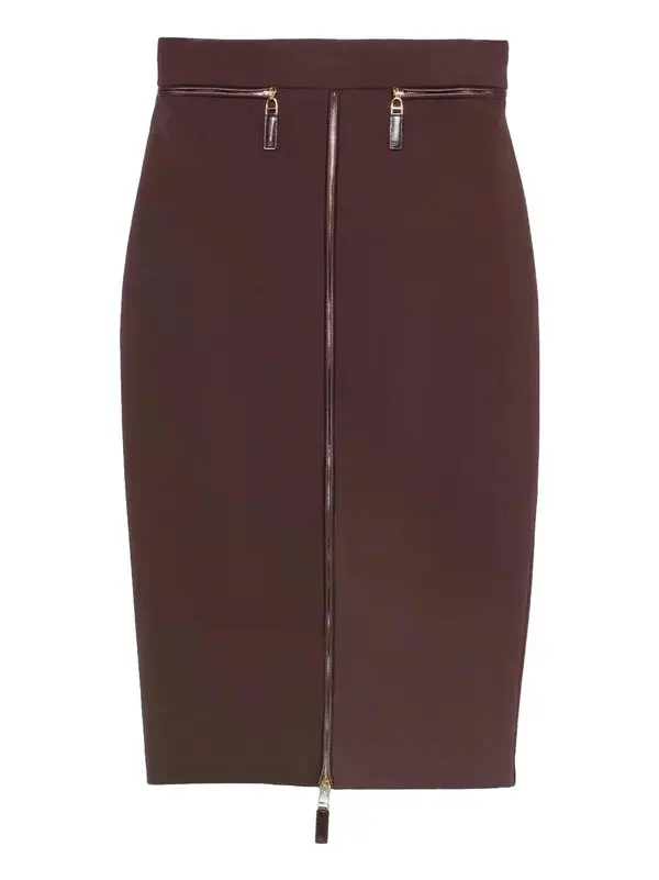 Elisabetta Franchi Zip-detailed Pencil Midi Skirt - Brown