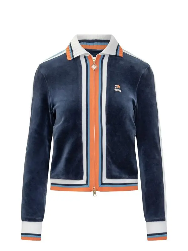 Casablanca Velvet Zip-up Jacket - Blue