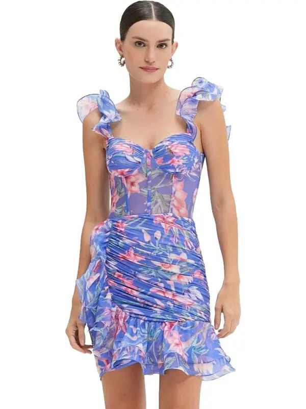 PatBO Amaryllis Flutter Mini Dress - Blue