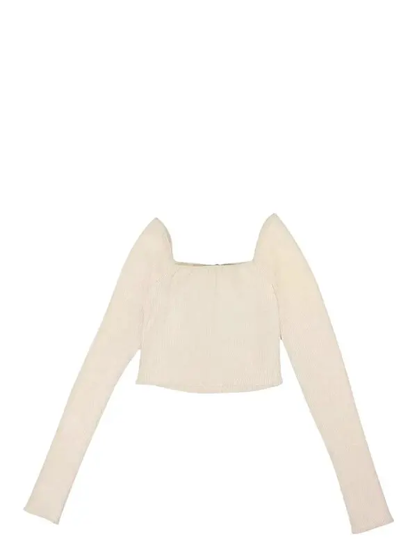Callipygian Square-neck Ribbed Top - Neutrals