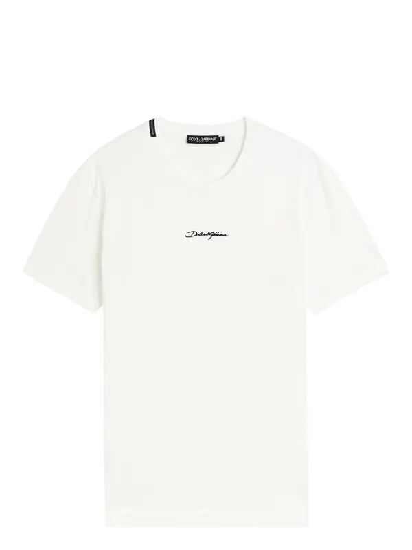 Dolce & Gabbana Embroidered Logo-appliqué Cotton T-shirt - White