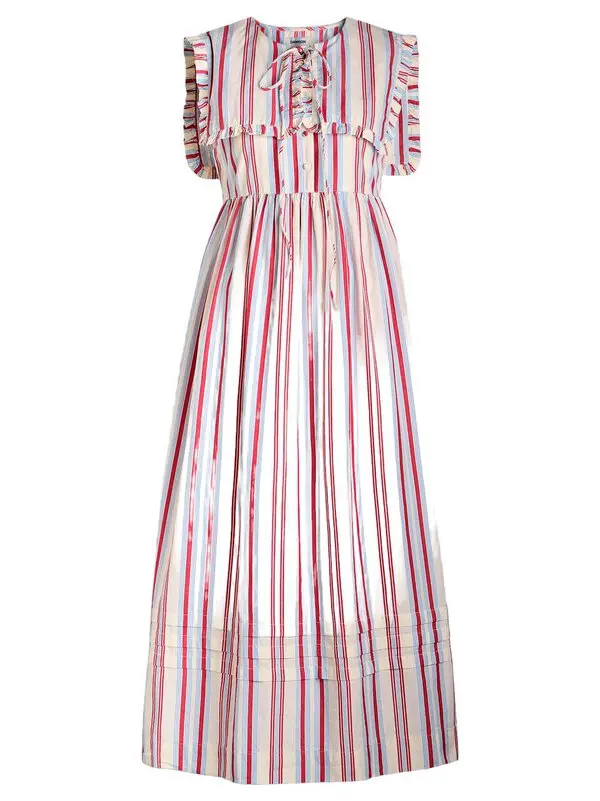 DAMSON MADDER Striped Cotton Midi Dress - Multicoloured