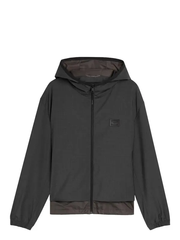 Dolce & Gabbana Tech Hooded Wool-blend Jacket - Black