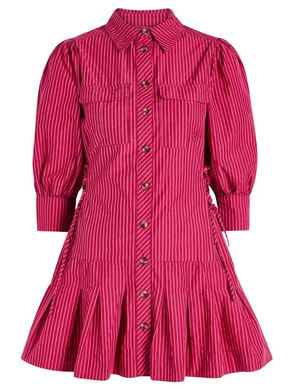 DAMSON MADDER Maisie Striped Mini Shirt Dress - Red