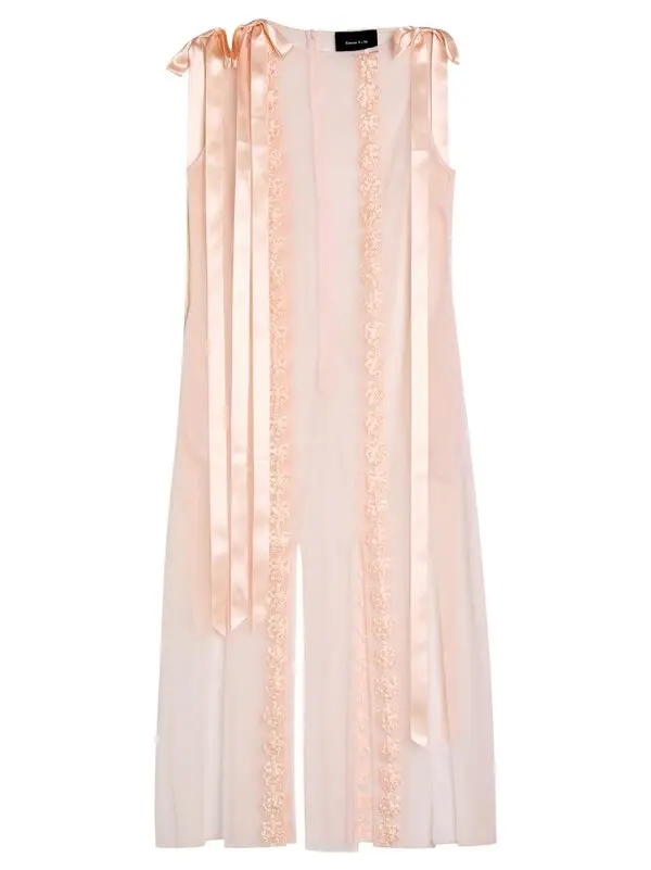Simone Rocha Appliquéd Sheer Tulle Midi Dress - Pink