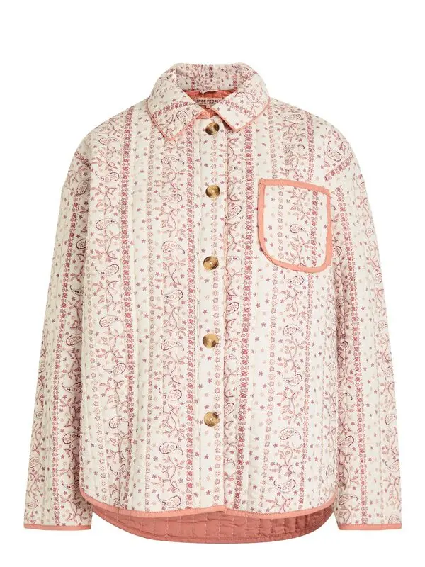 Free People Alexie Printed Cotton Jacket - Cream
