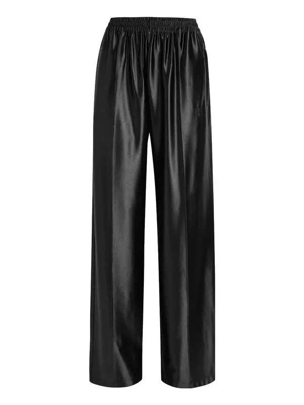 Alexander Wang Relaxed Logo-embroidered Satin Track Pants - Black