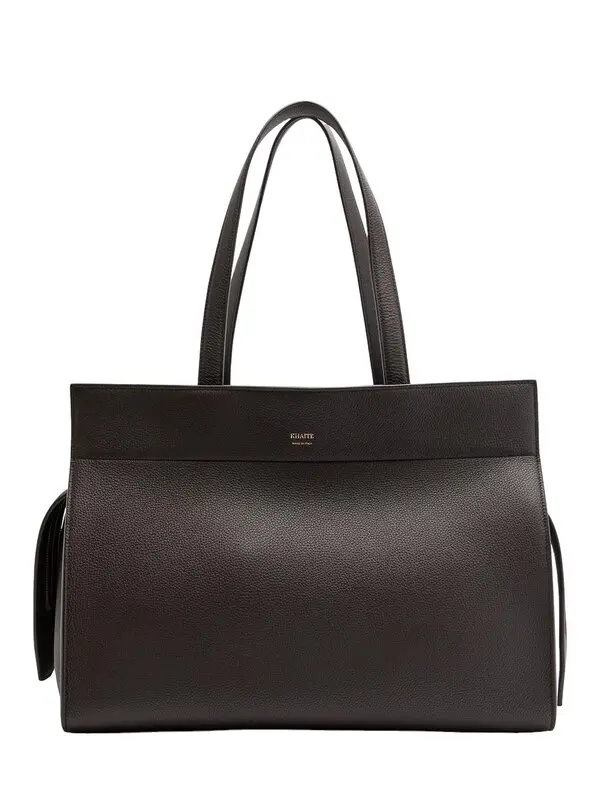Khaite Grained Leather Crosby Tote Bag - Dark Brown