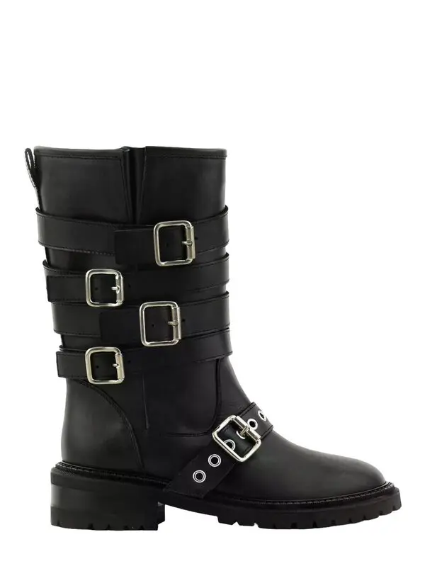 PAUL WARMER Buckle-strap Biker Boots - Black