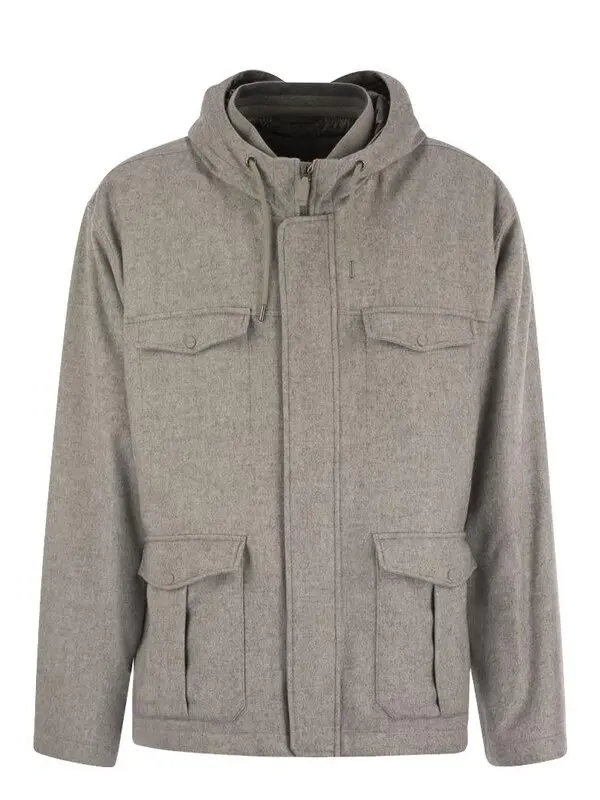 Herno Field Jacket In Silk And Cashmere - Grey