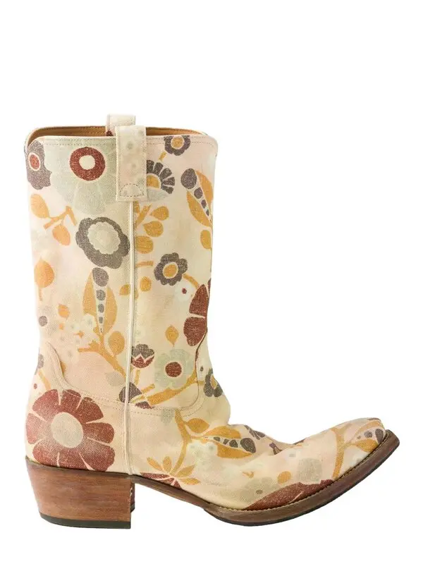 Prada Floral-print Cowboy Boots - Neutrals