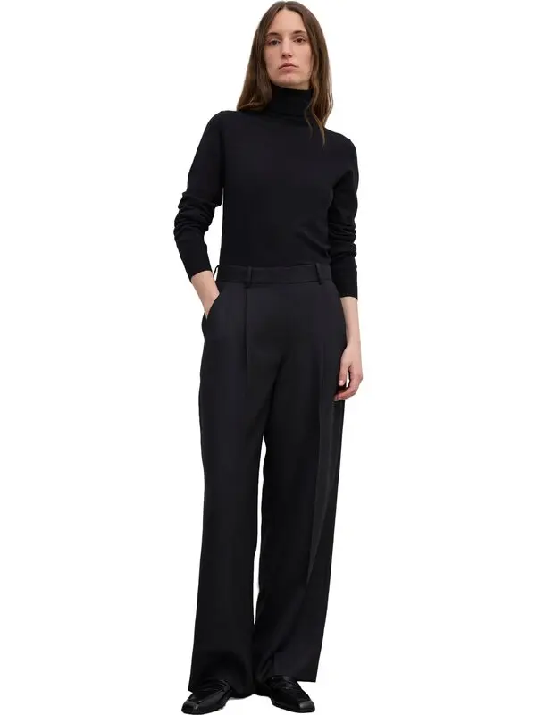 HOUSE OF DAGMAR Relaxed Wide Leg Suit Trousers - Black