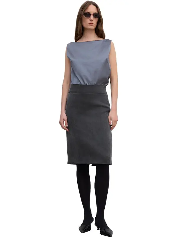 HOUSE OF DAGMAR Pencil Midi Skirt - Dark Grey