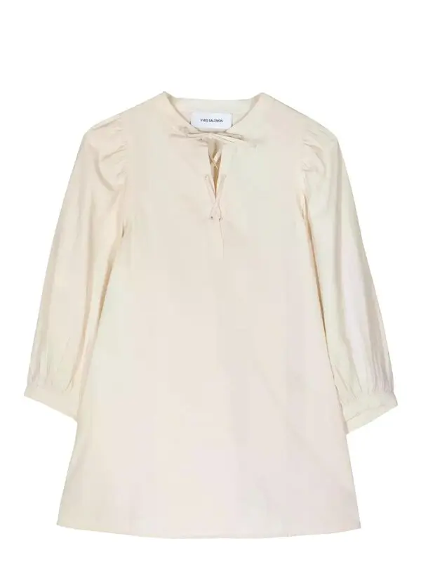 YVES SALOMON Tie-neck Silk Seersucker Blouse - Neutrals