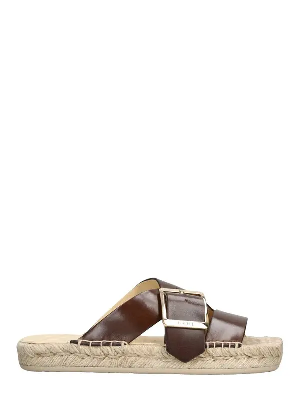 Loewe Petal Espadrille Slides - Brown