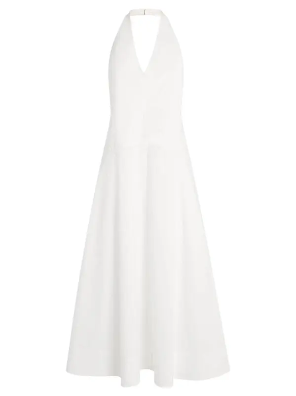 ST. AGNI Cotton-blend Halterneck Midi Dress - White