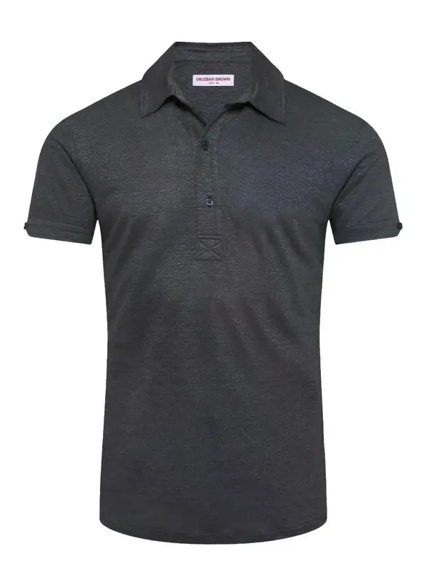 Orlebar Brown Sebastian Linen Short-sleeve Polo Shirt - Grey