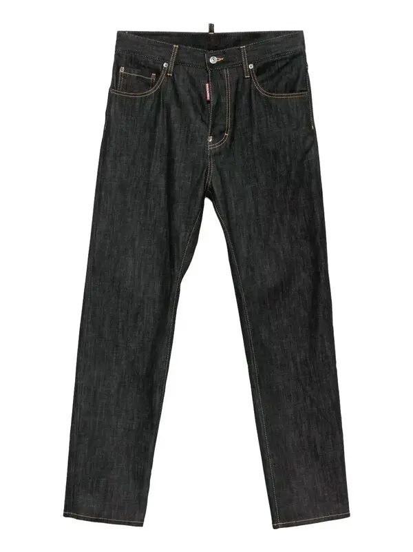 Dsquared2 Contrast-stitch Straight Leg Jeans - Black