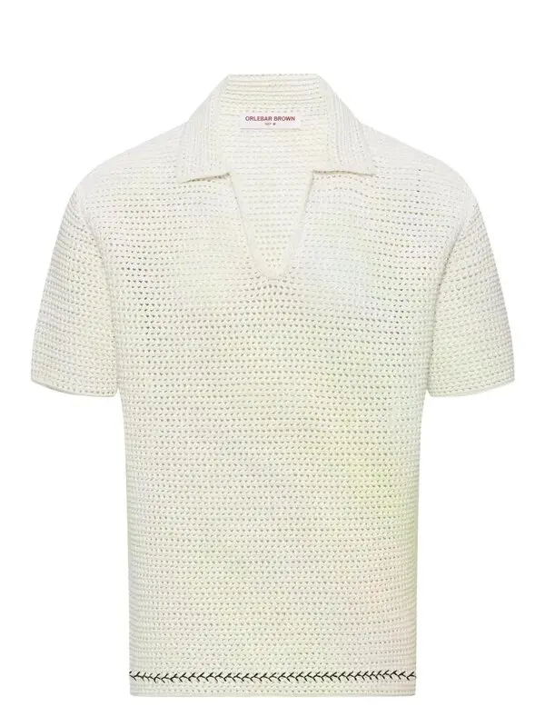 Orlebar Brown Batten-stitch Open-knit Polo Shirt - White