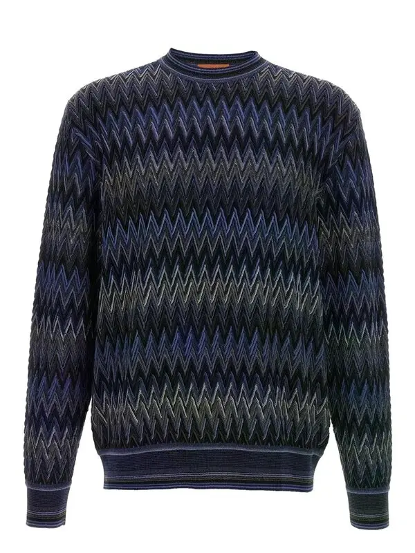 Missoni Zigzag-pattern Wool Sweater - Blue