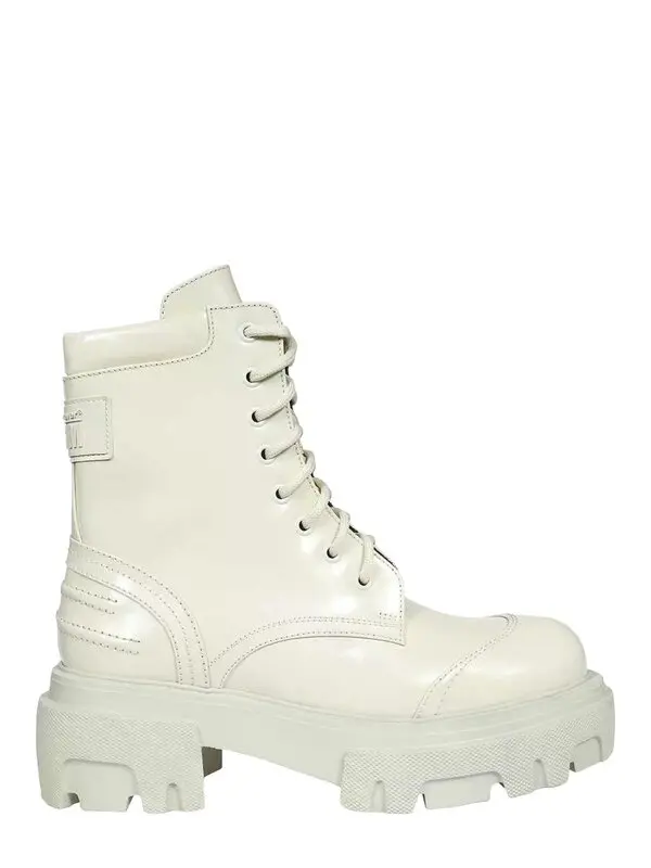 MSGM Lace-up Platform Boots - White