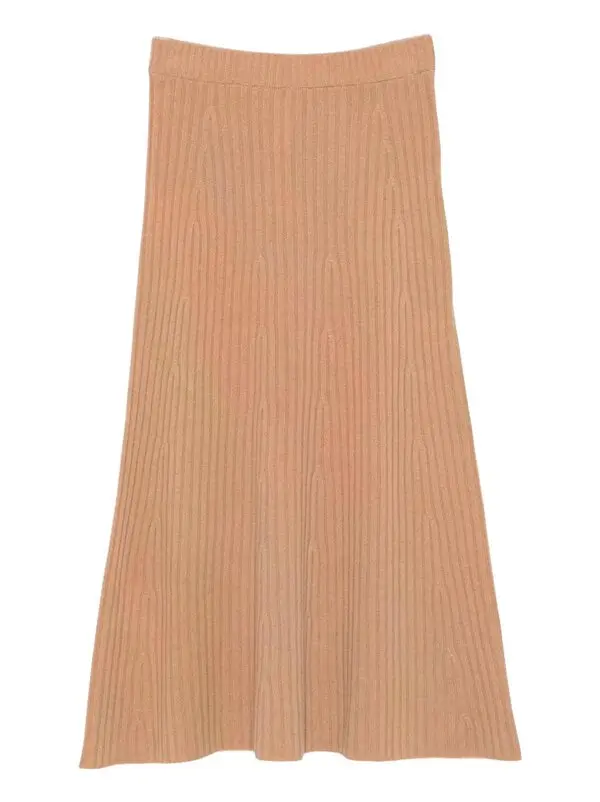 TWINSET Ribbed Knit Midi Skirt - Neutrals