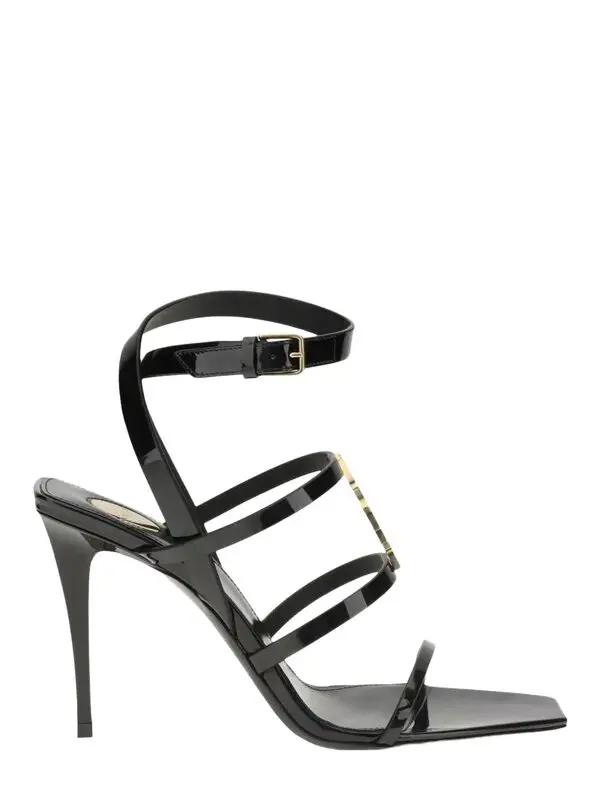 Saint Laurent 90mm Cassandra Logo-plaque Sandals - Black