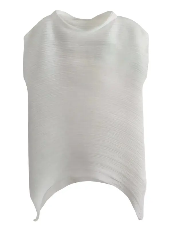 Issey Miyake Asymmetrical-hem Pleated Top - White
