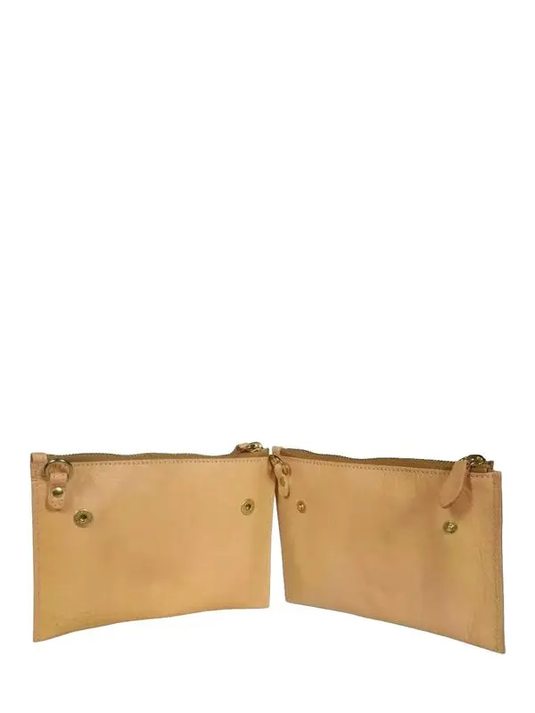 Il Bisonte Double-zip Leather Clutch - Neutrals