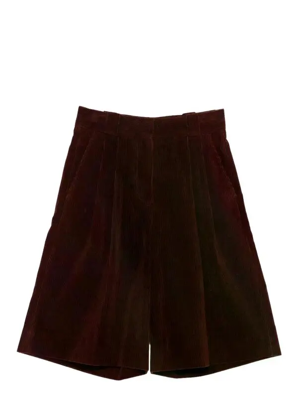 BLAZÉ MILANO Pleated Corduroy Shorts - Red