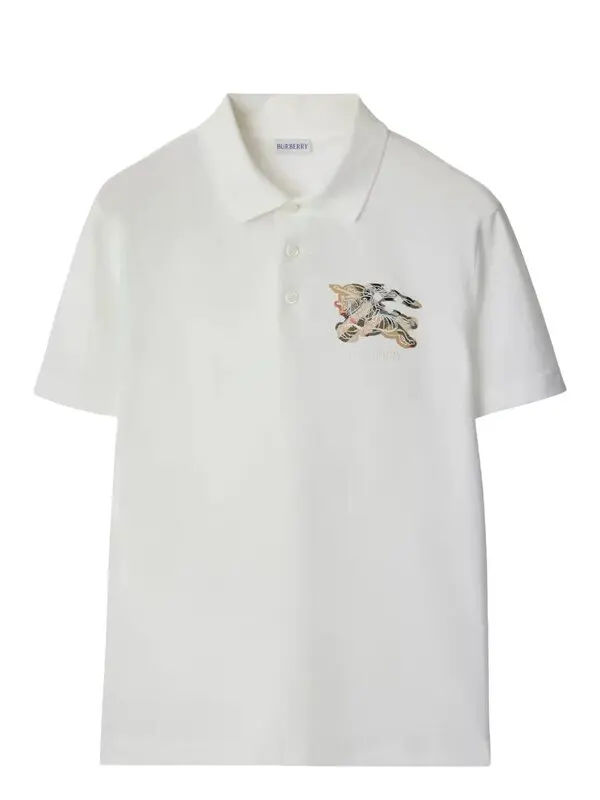 Burberry Equestrian Knight-check Polo Shirt - White