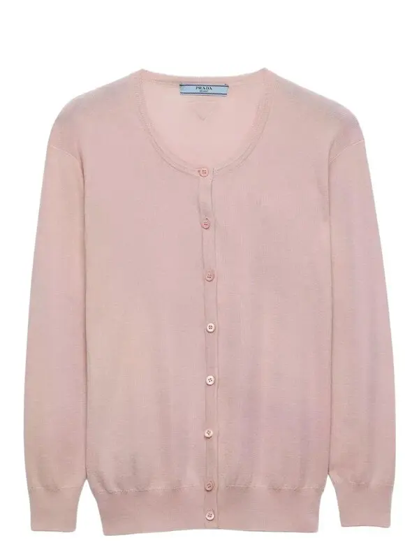 Prada Ribbed Button-fastening Cardigan - Pink