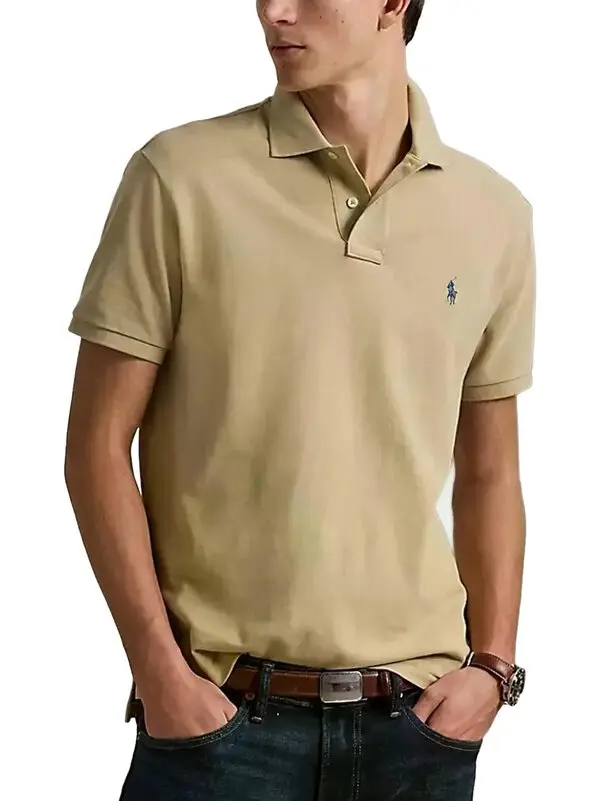Polo Ralph Lauren Embroidered-logo Short-sleeve Polo Shirt - Neutrals
