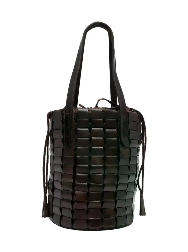 Dragon Diffusion Leather Woven Bucket Bag - Brown