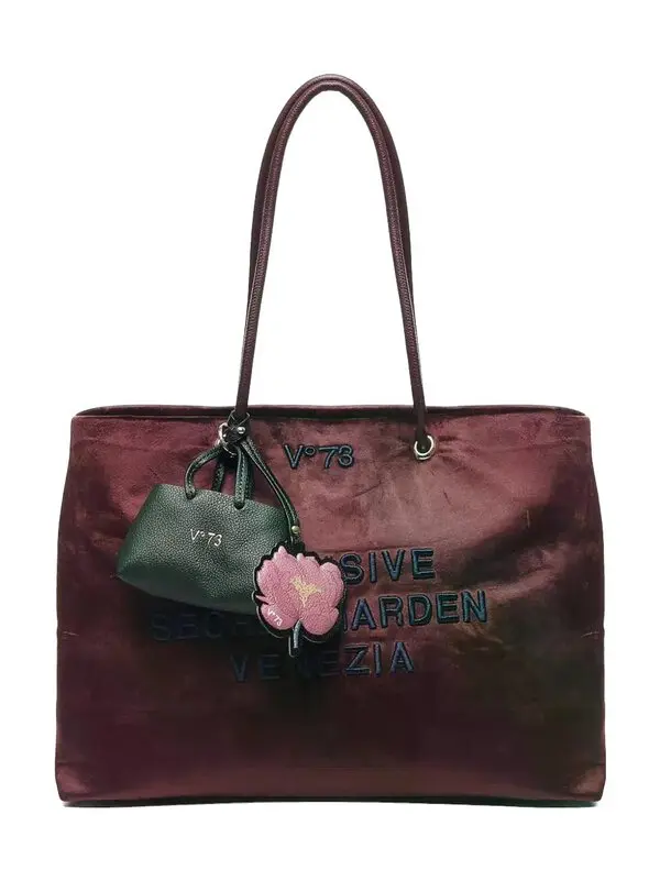 V°73 Embroidered Velvet Tote Bag - Red